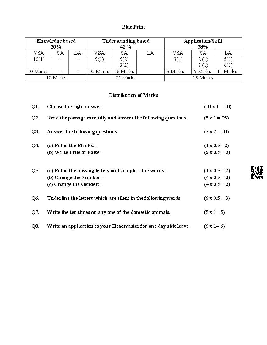 HP Board Class 3 English Model Paper 2025-26 (PDF) - HPBOSE 3rd Sample ...