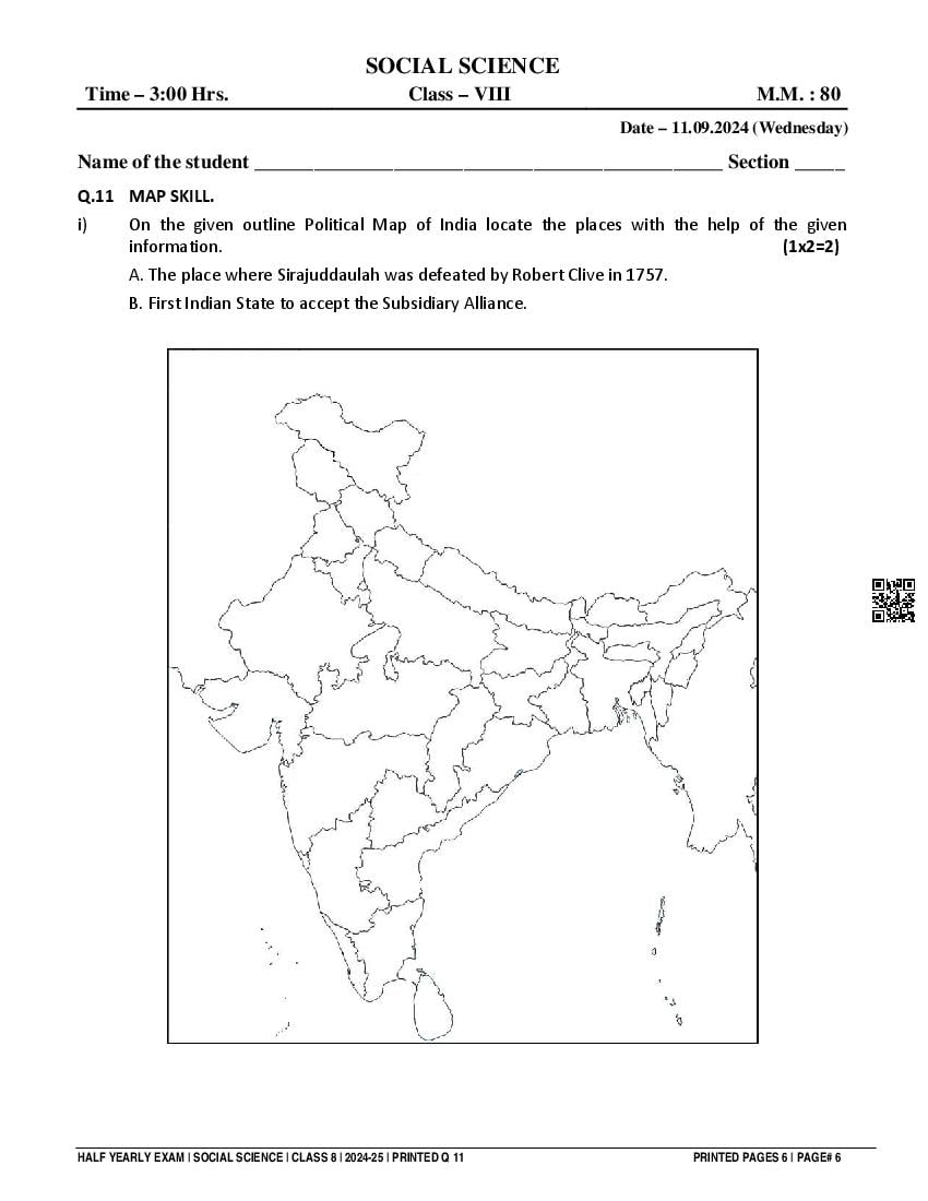 Class 8 Social Science Half Yearly Question Paper 2025 | Download 8th Half Yearly Social Science ...