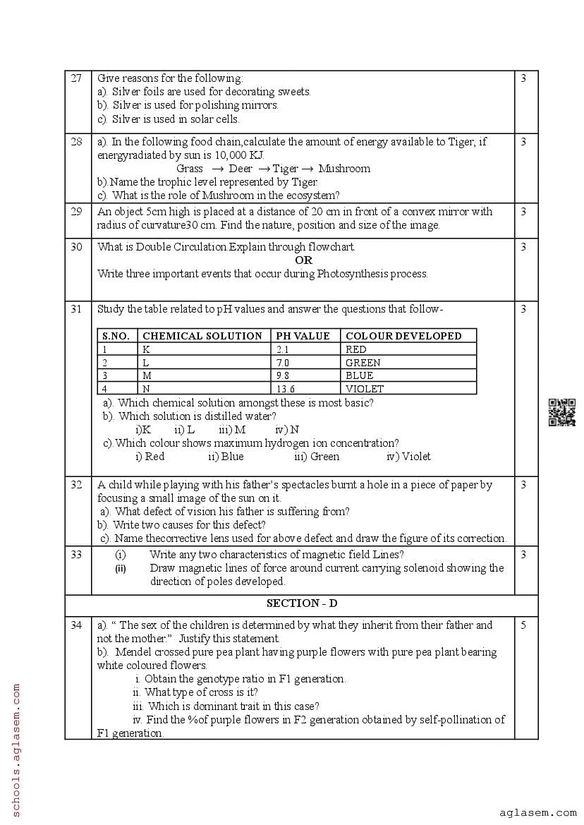 Class 10 Science Pre Board Sample Paper 2025 | Download Pre-Board Model ...