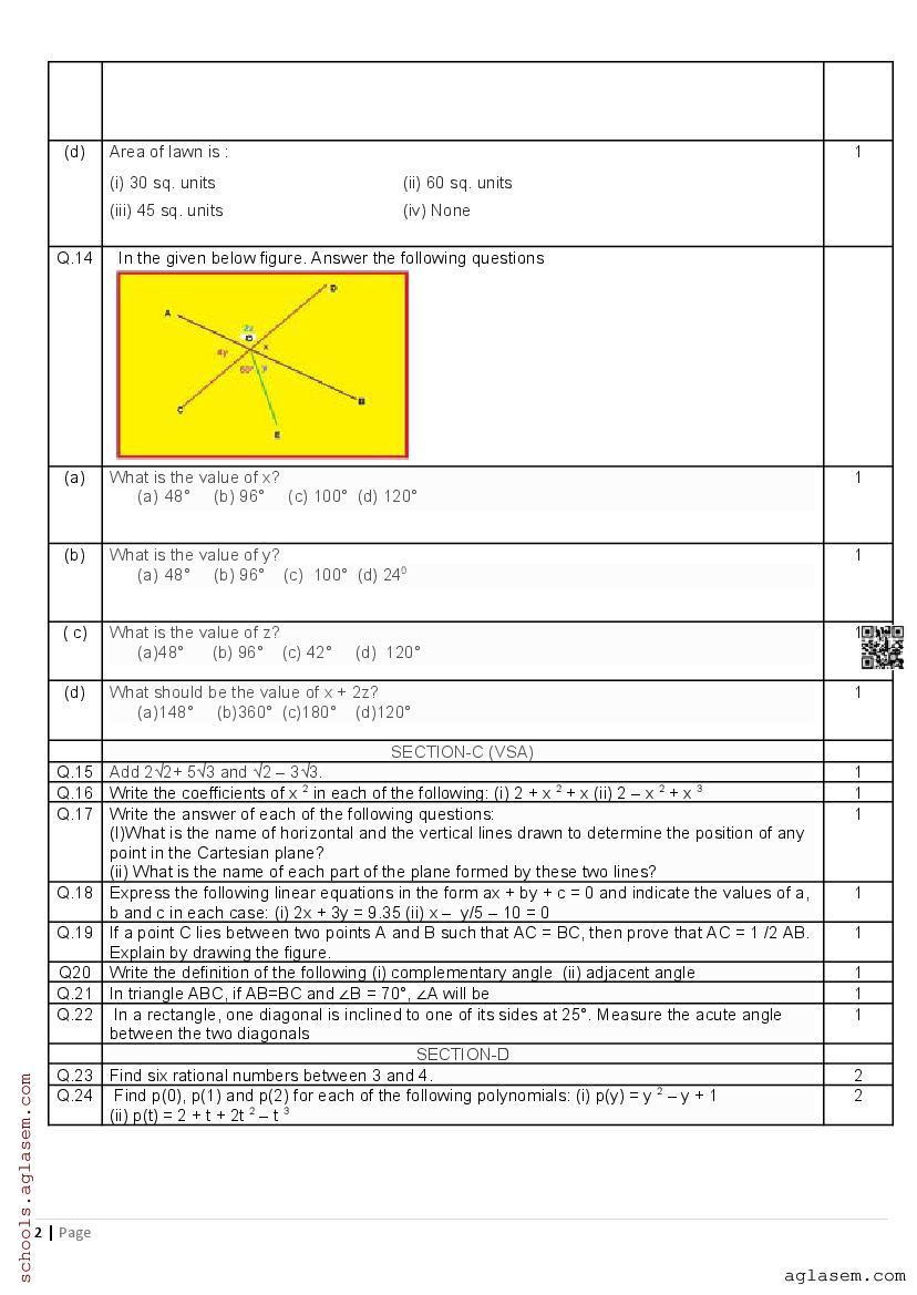 Class 9 PT 2 Question Paper Maths 2023-24 | Download Periodic Test 2 ...