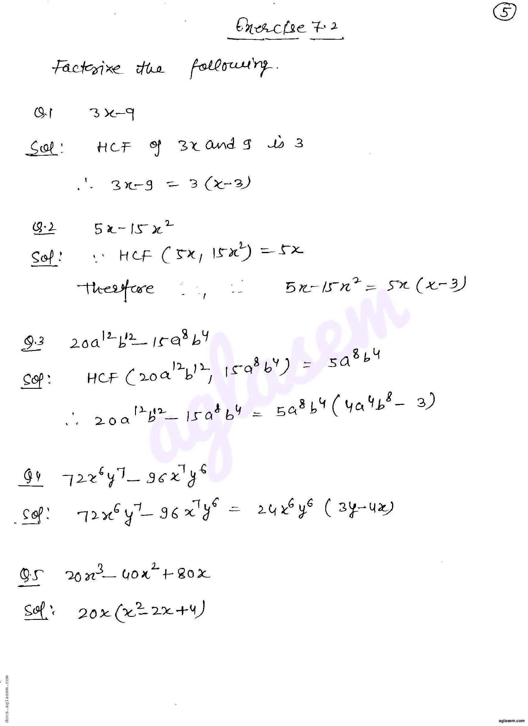 RD Sharma Solutions Class 8 Chapter 7 Factorization Exercise 7 2 RD Sharma Solutions Class 8 Chapter 7 Factorization Exercise 7 2