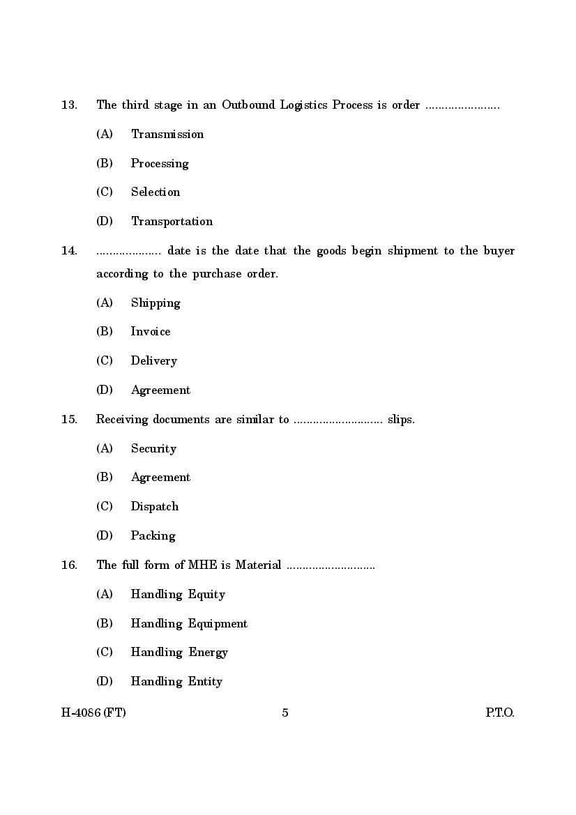 Goa Board Class 12 Question Paper for Logistics Management - Download ...