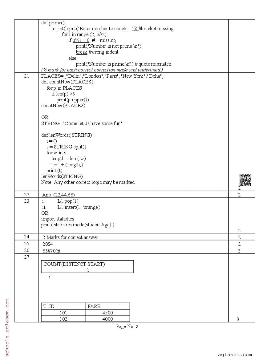 Class 12 Computer Science Pre Board Sample Paper 2025 | Download Pre ...