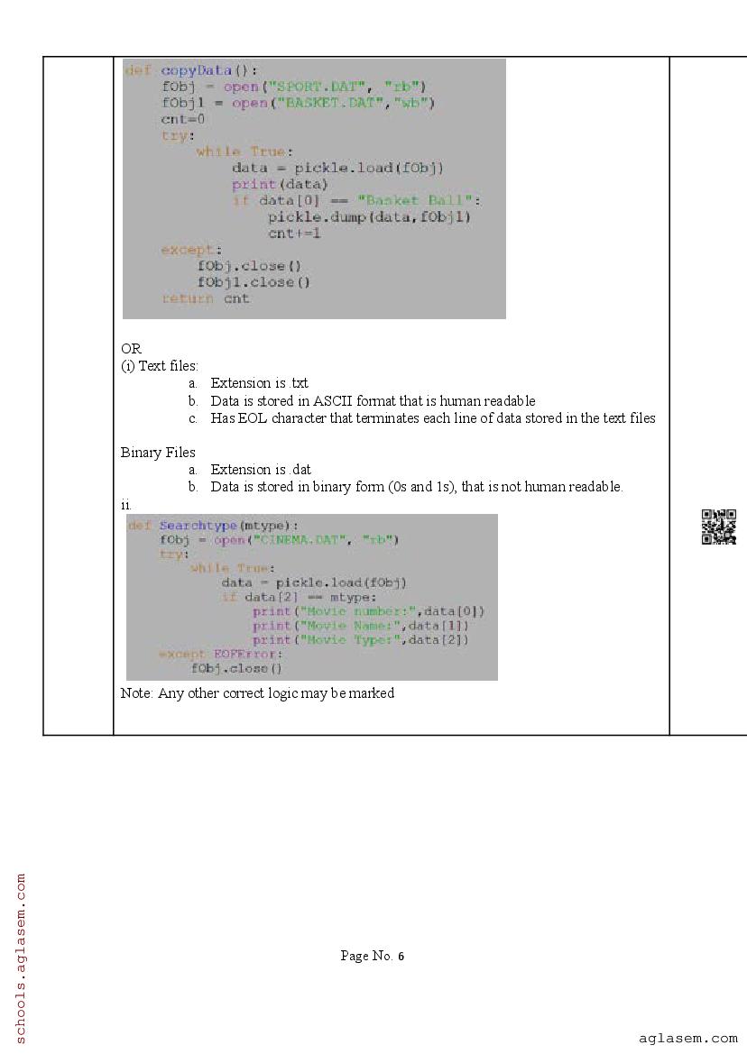 Class 12 Computer Science Pre Board Sample Paper 2025 | Download Pre ...