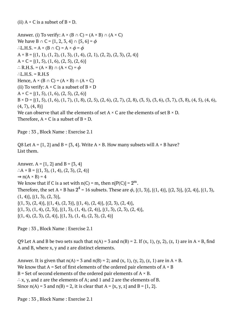 NCERT Solutions For Class 11 Maths Chapter 2 Relations And Functions PDF NCERT Solutions For Class 11 Maths Chapter 2 Relations And Functions PDF