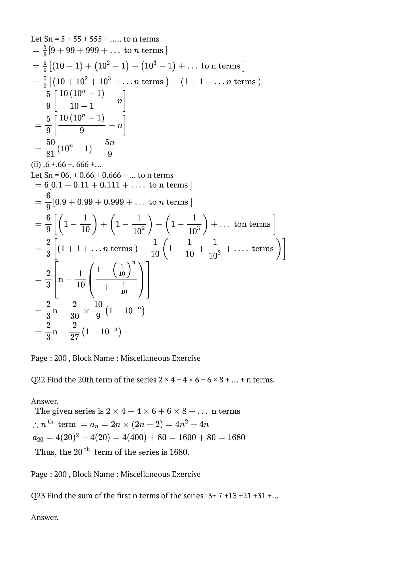 NCERT Solutions For Class 11 Maths Chapter 9 Sequences And Series NCERT Solutions For Class 11 Maths Chapter 9 Sequences And Series