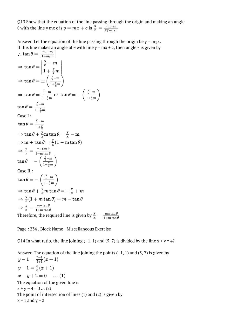 CBSE Class 11 Maths Chapter 10 Straight Lines Solutions CBSE Study Group