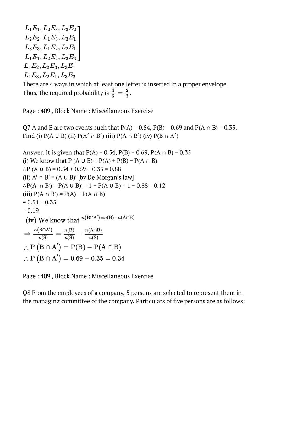 CBSE Class 11 Maths Chapter 16 Probability Solutions CBSE Study Group
