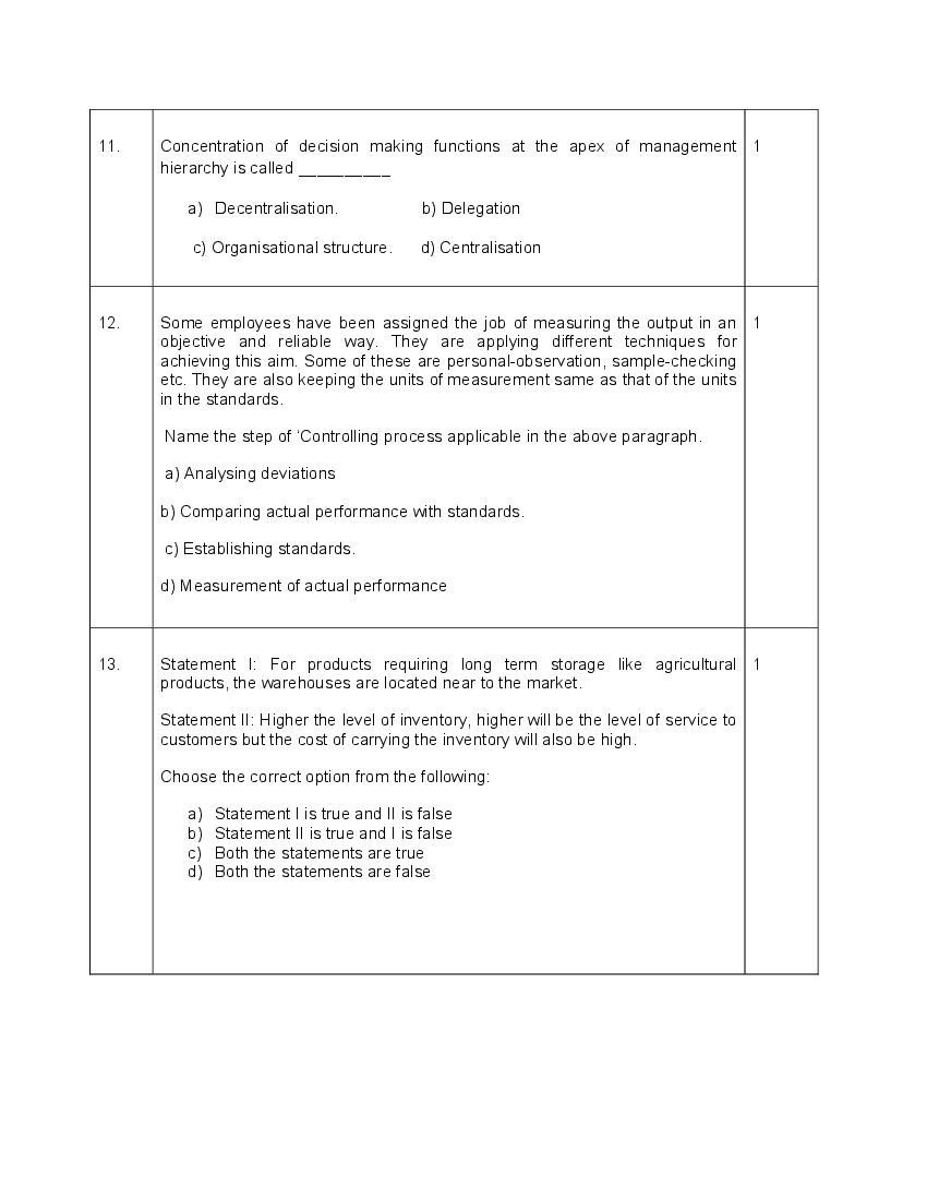 CBSE Class 12 Business Studies Sample Paper 2024 PDF With Solutions