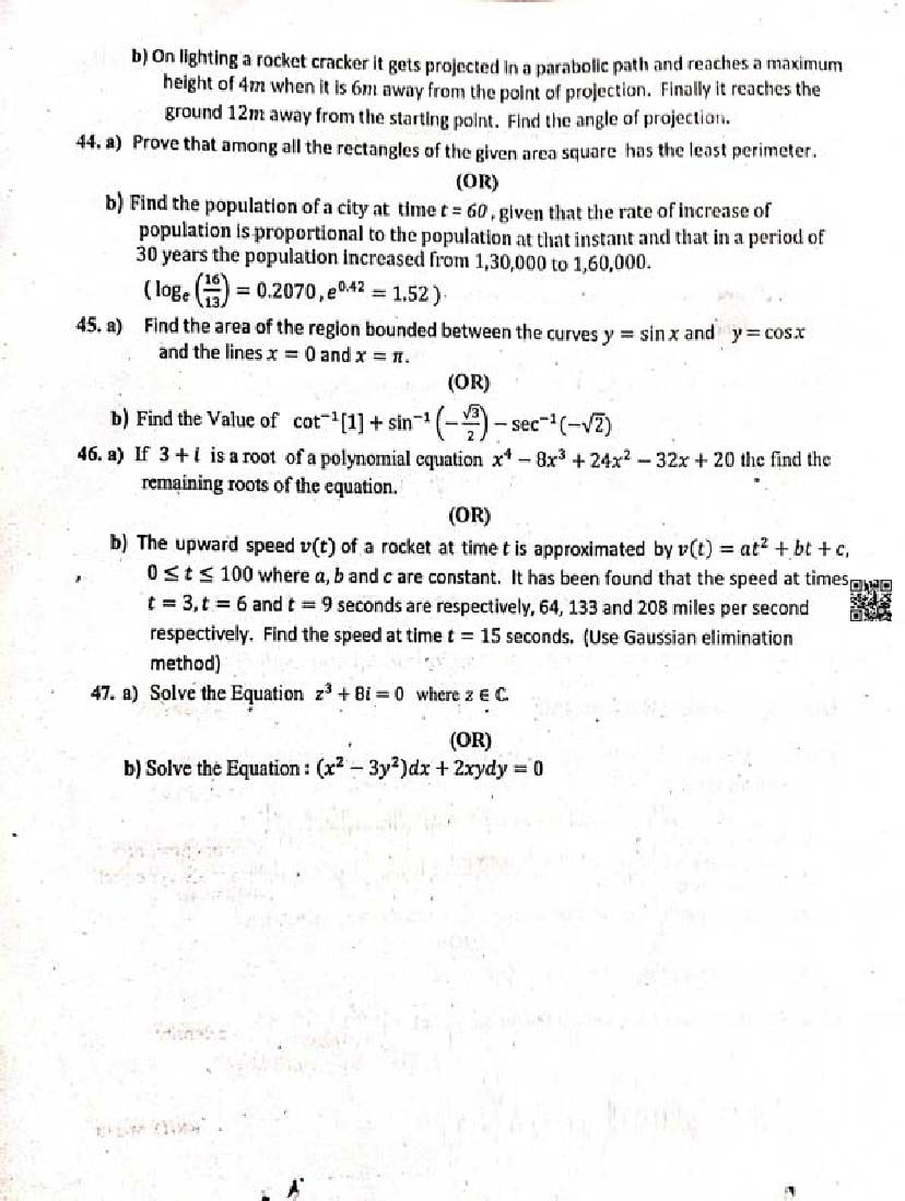 TN 12th Maths Half Yearly Question Paper 2024 (PDF) - AglaSem