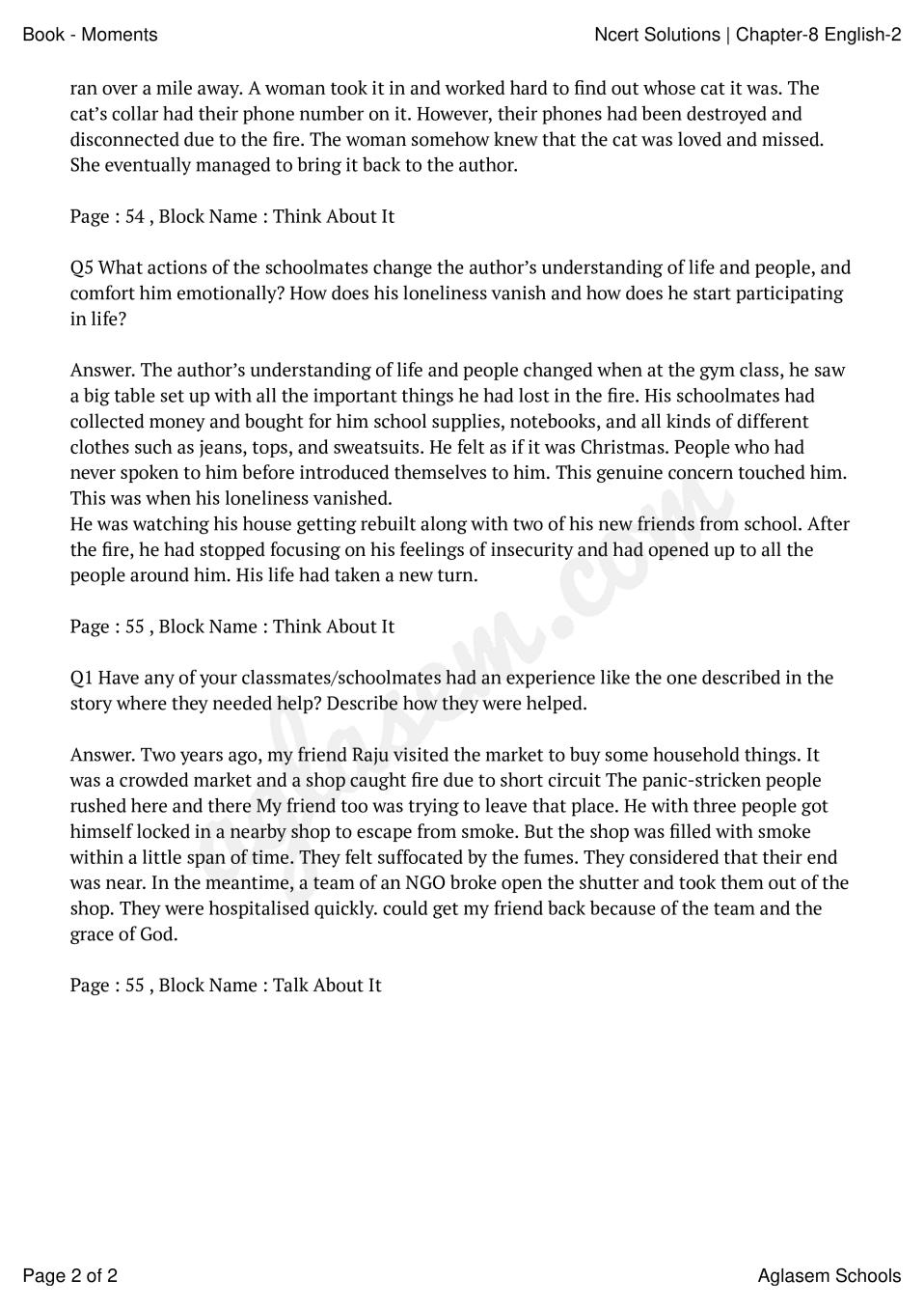 NCERT Solutions For Class 9 English Chapter 8 A House Is Not A Home PDF NCERT Solutions For Class 9 English Chapter 8 A House Is Not A Home PDF