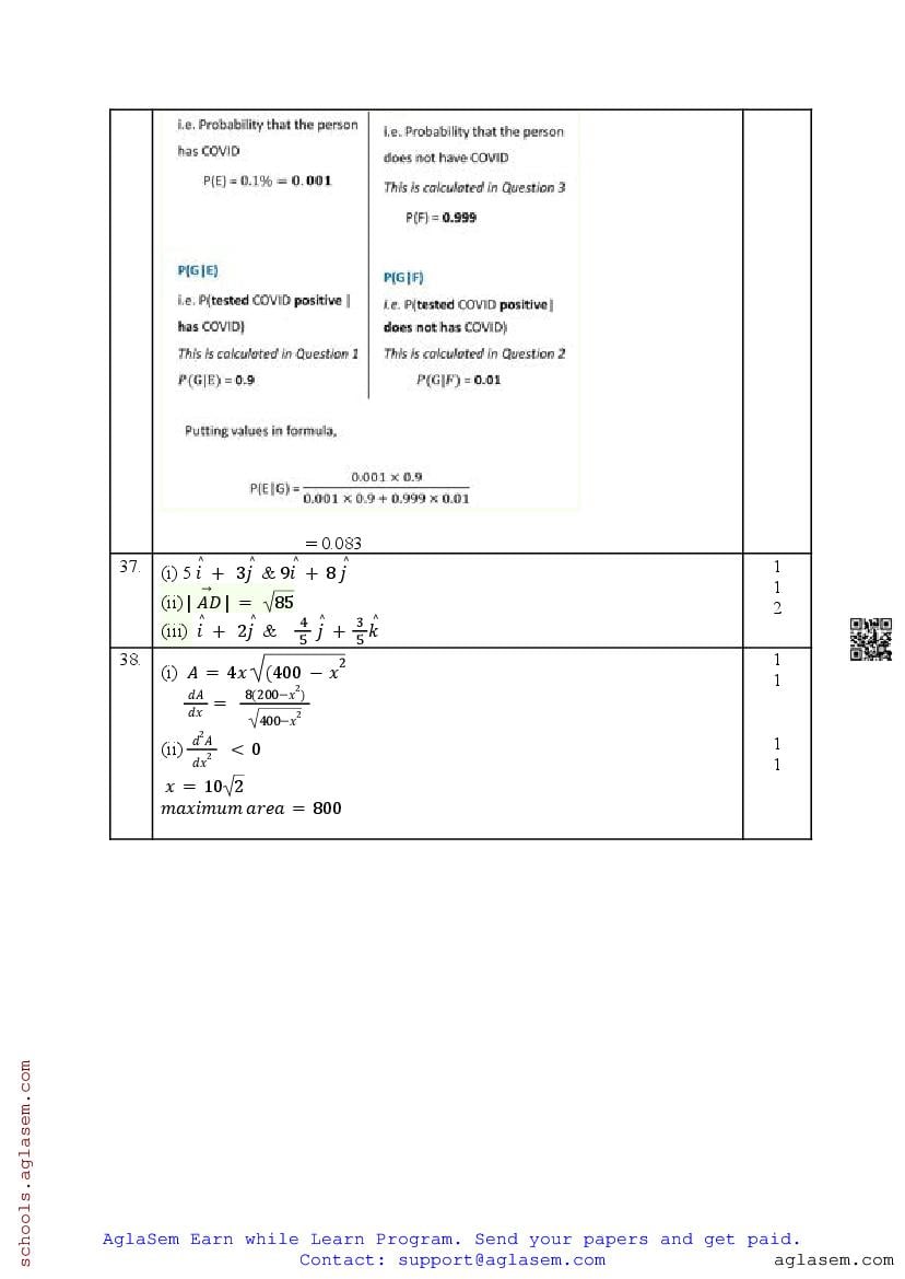 Class 12 Maths Pre Board Sample Paper 2025 | Download Pre-Board Model Paper PDF - AglaSem