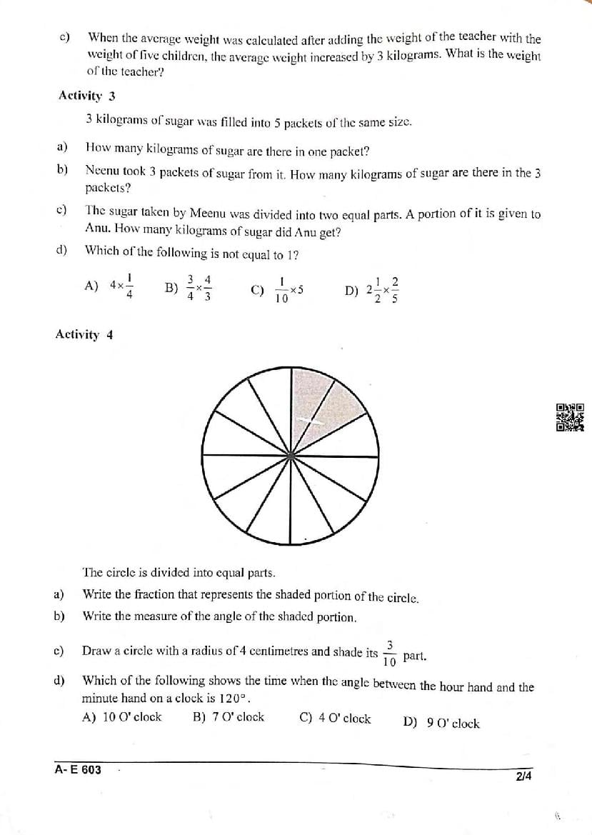 Class 6 Maths Onam Exam Question Paper 2024-25 | Kerala Std 6 First Term Maths Question Paper ...