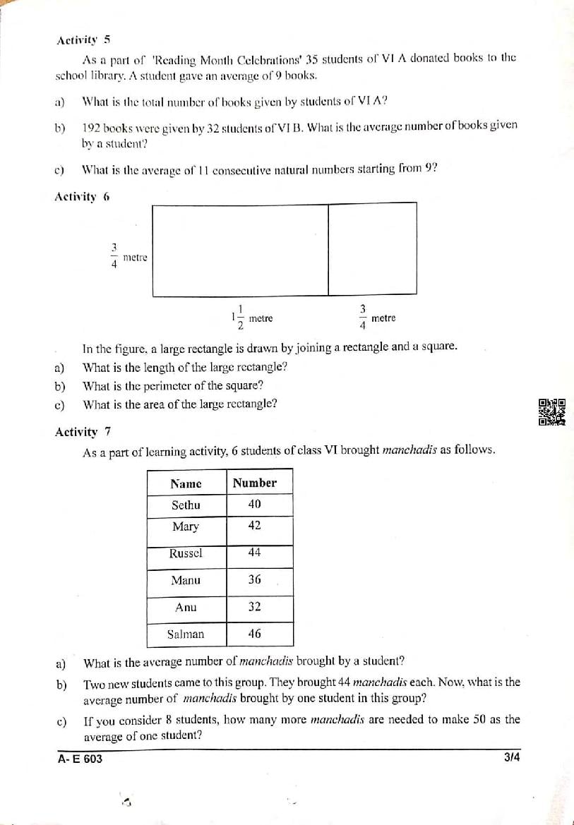 Class 6 Maths Onam Exam Question Paper 2024-25 | Kerala Std 6 First Term Maths Question Paper ...