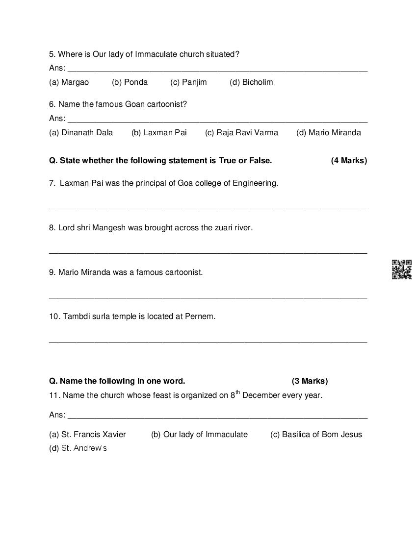 Goa Board Class 9 Drawing & Painting Model Question Paper 2025 (PDF ...