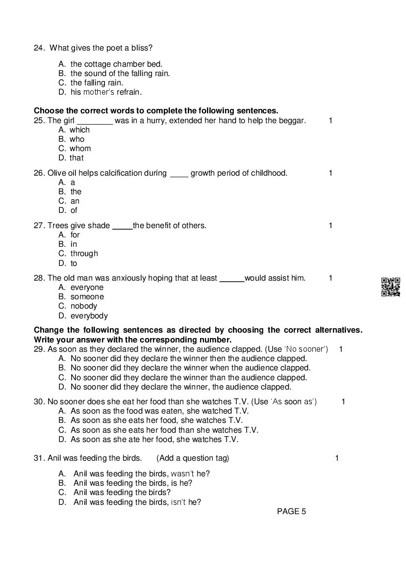 Goa Board Class 9 English Model Question Paper 2025 (PDF) - AglaSem
