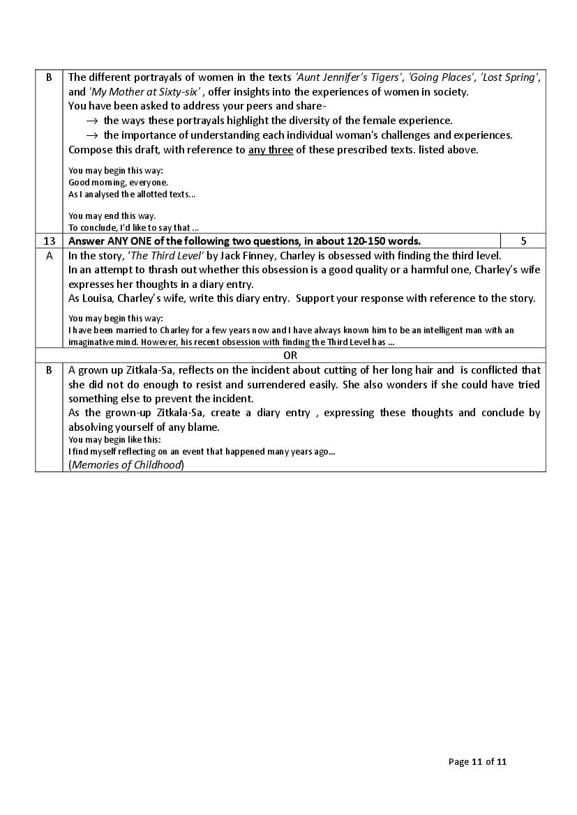 CBSE Class 12 English Core Sample Paper 2024 PDF With Solutions