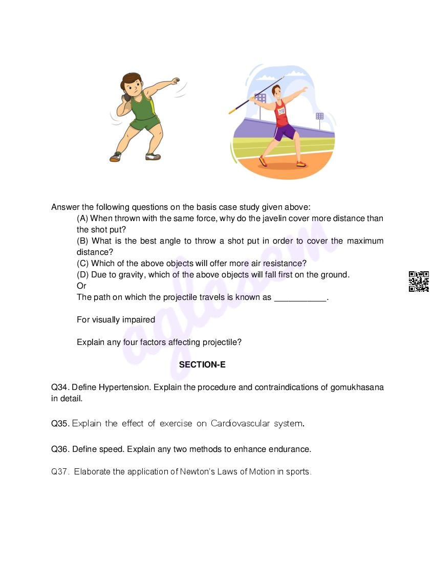 Class 12 Physical Education Sample Paper 2025 PDF - Practice Model ...