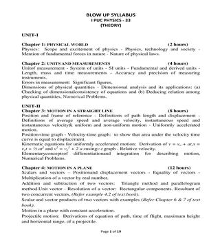 1st PUC Syllabus for Physics