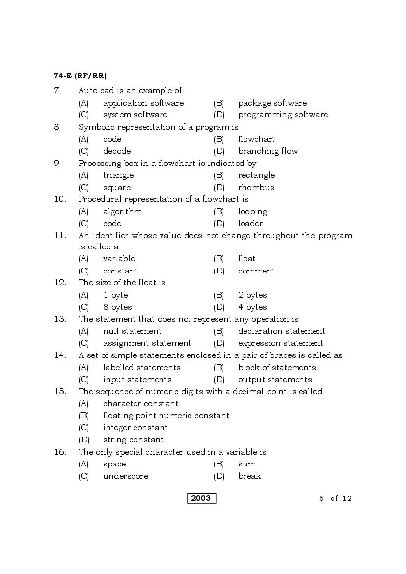 Karnataka SSLC Solved Question Paper of Elements of Computer Science ...