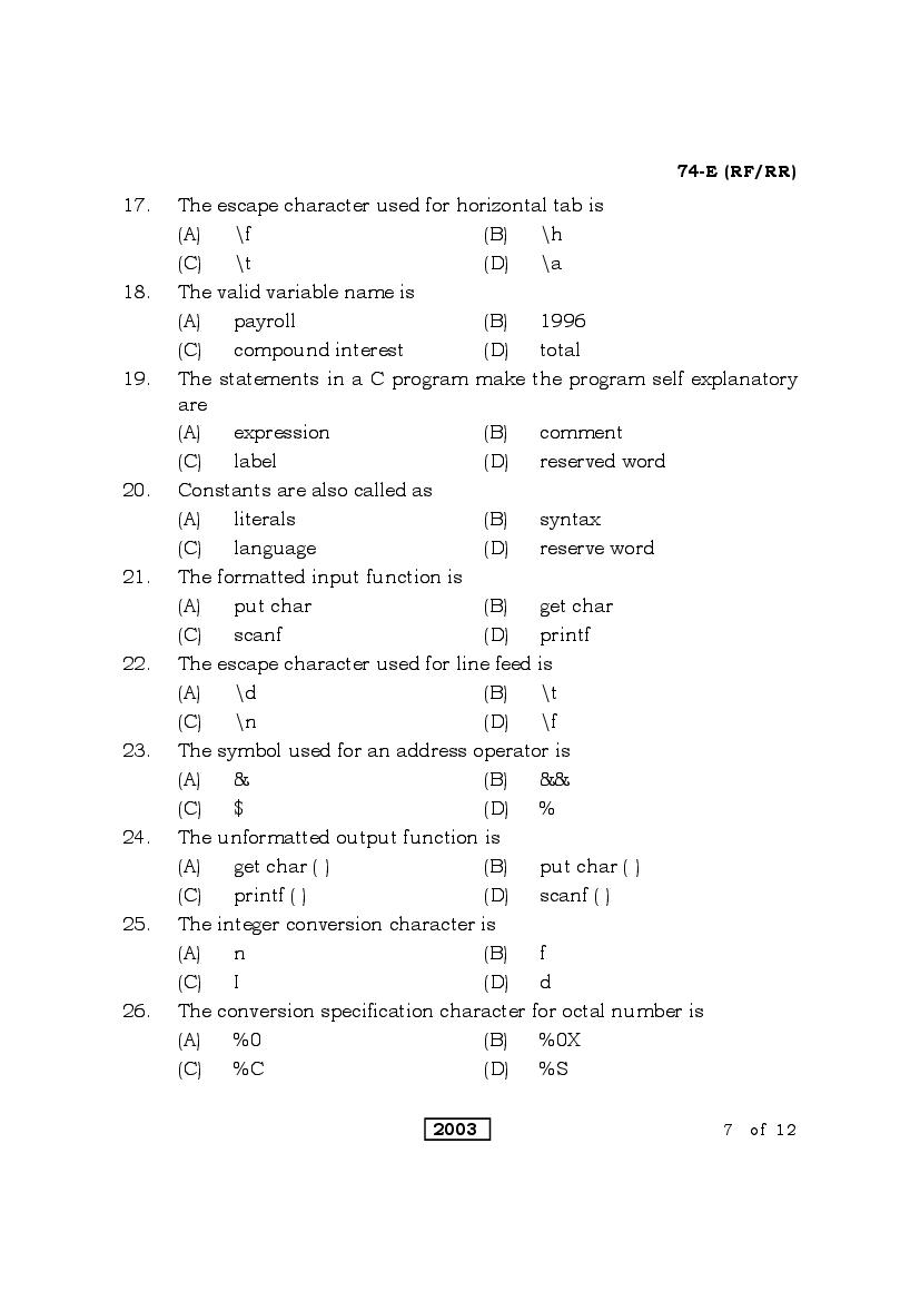 Karnataka SSLC Solved Question Paper of Elements of Computer Science ...