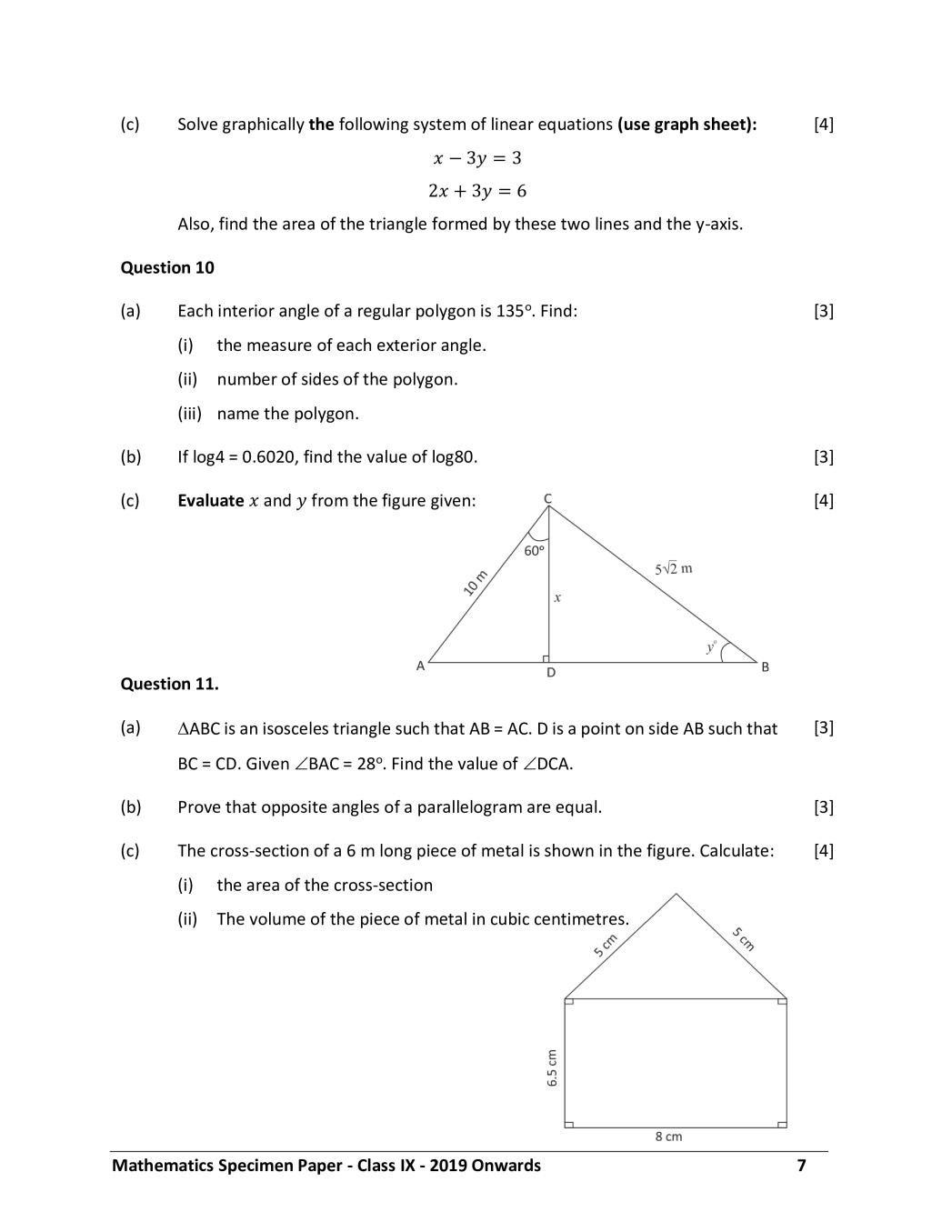 ICSE Sample Paper For Class 9 Maths 2024 PDF CISCE Class 9 Maths