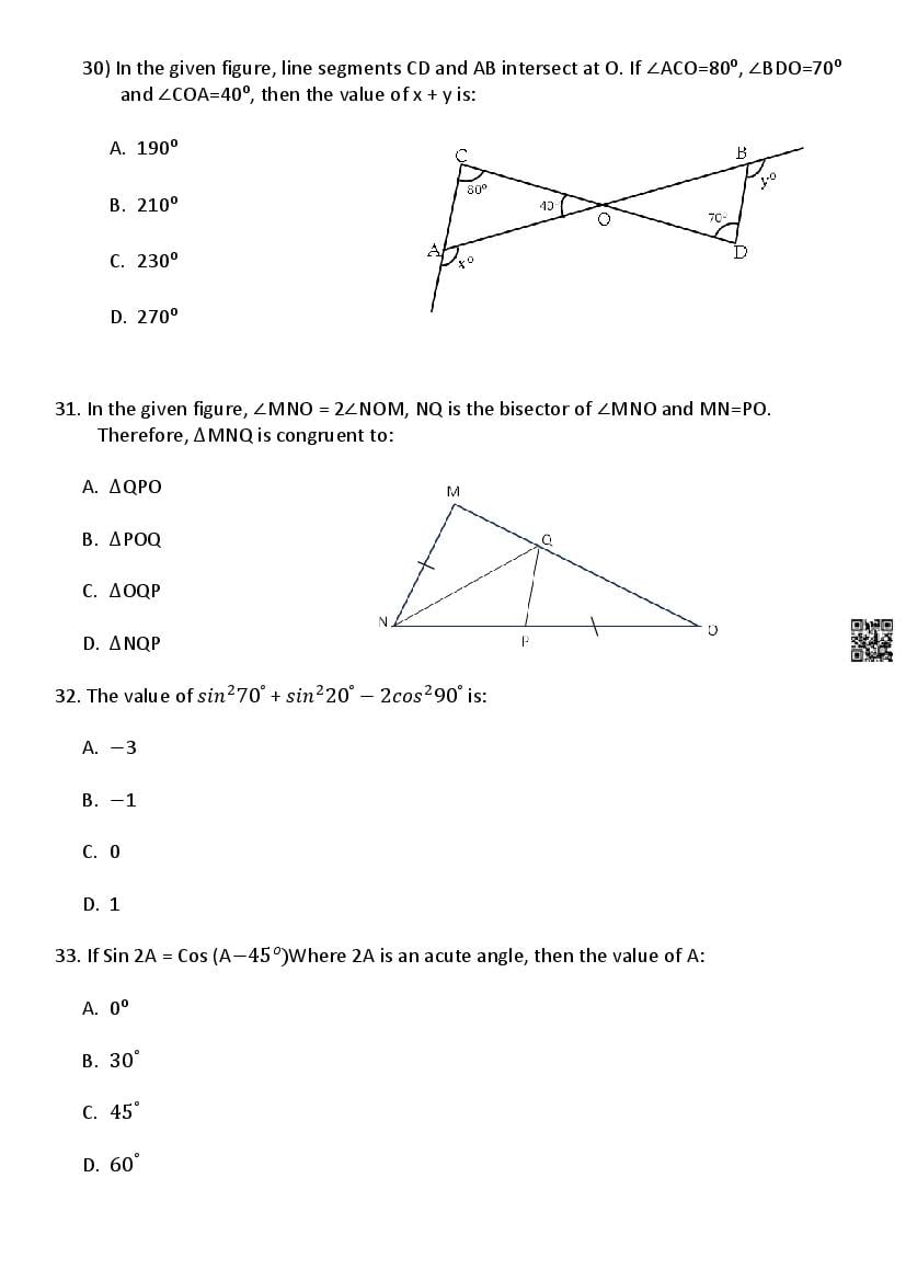 Goa Board Class 9 Maths Model Question Paper 2025 (PDF) - AglaSem