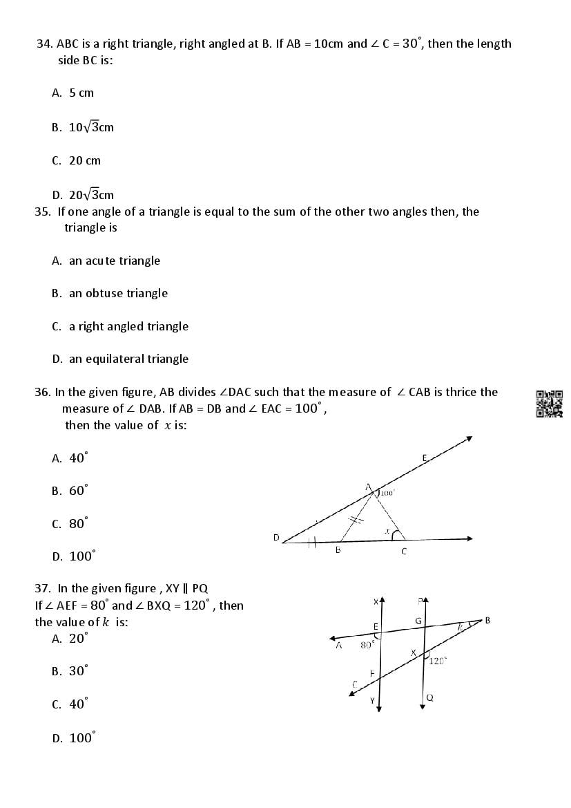 Goa Board Class 9 Maths Model Question Paper 2025 (PDF) - AglaSem