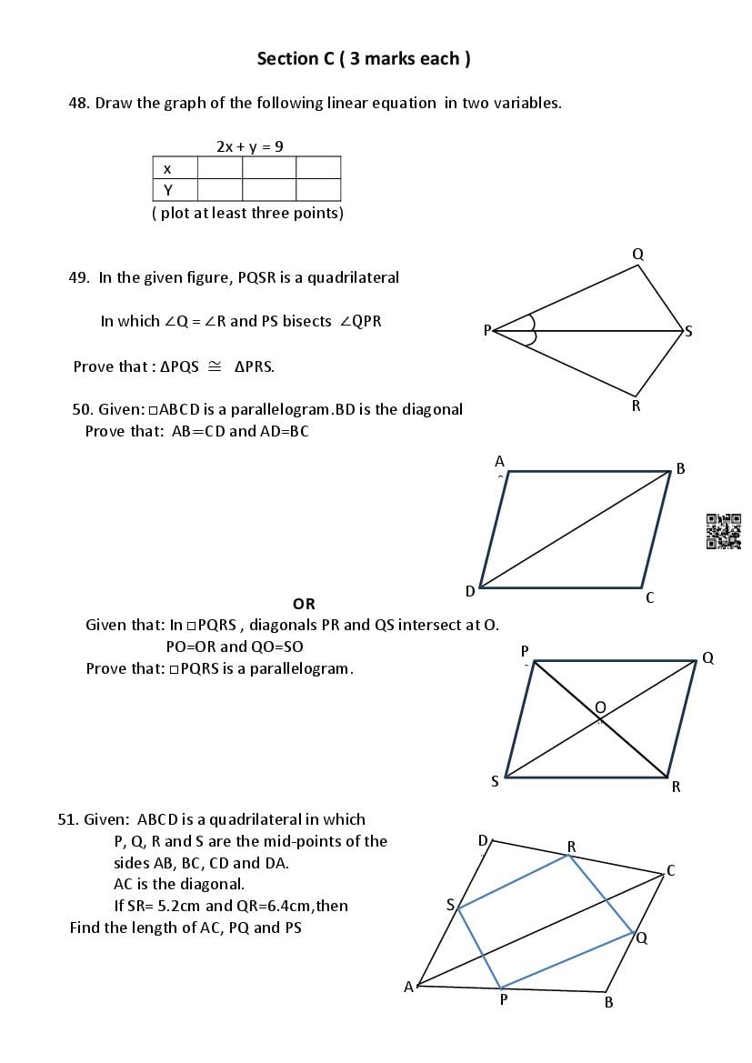 Goa Board Class 9 Maths Model Question Paper 2025 (PDF) - AglaSem