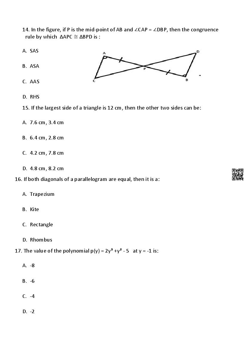 Goa Board Class 9 Maths Model Question Paper 2025 (PDF) - AglaSem