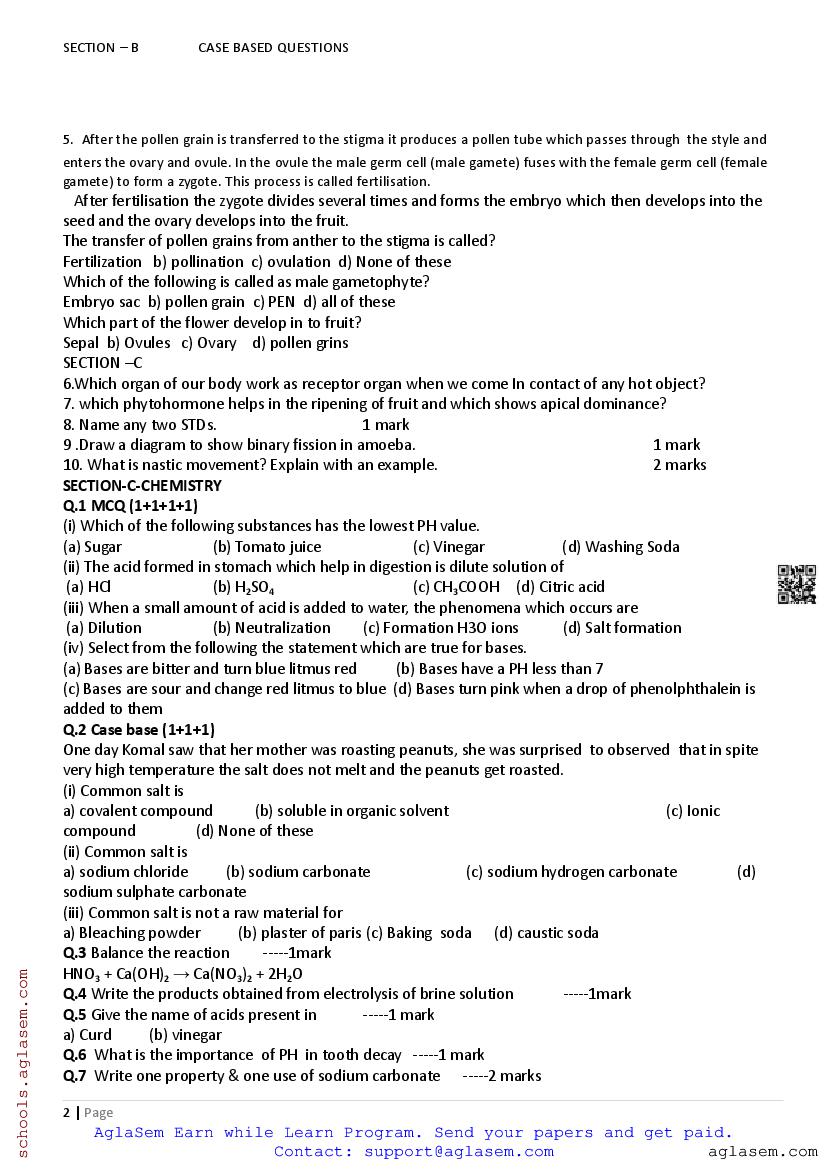 Class 10 PT 2 Question Paper Science 2023-24 | Download Periodic Test 2 ...