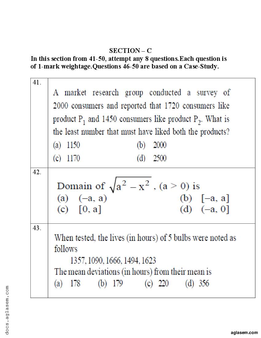 Class 11 Sample Paper 2022 Maths Term 1 With Solution Download PDF