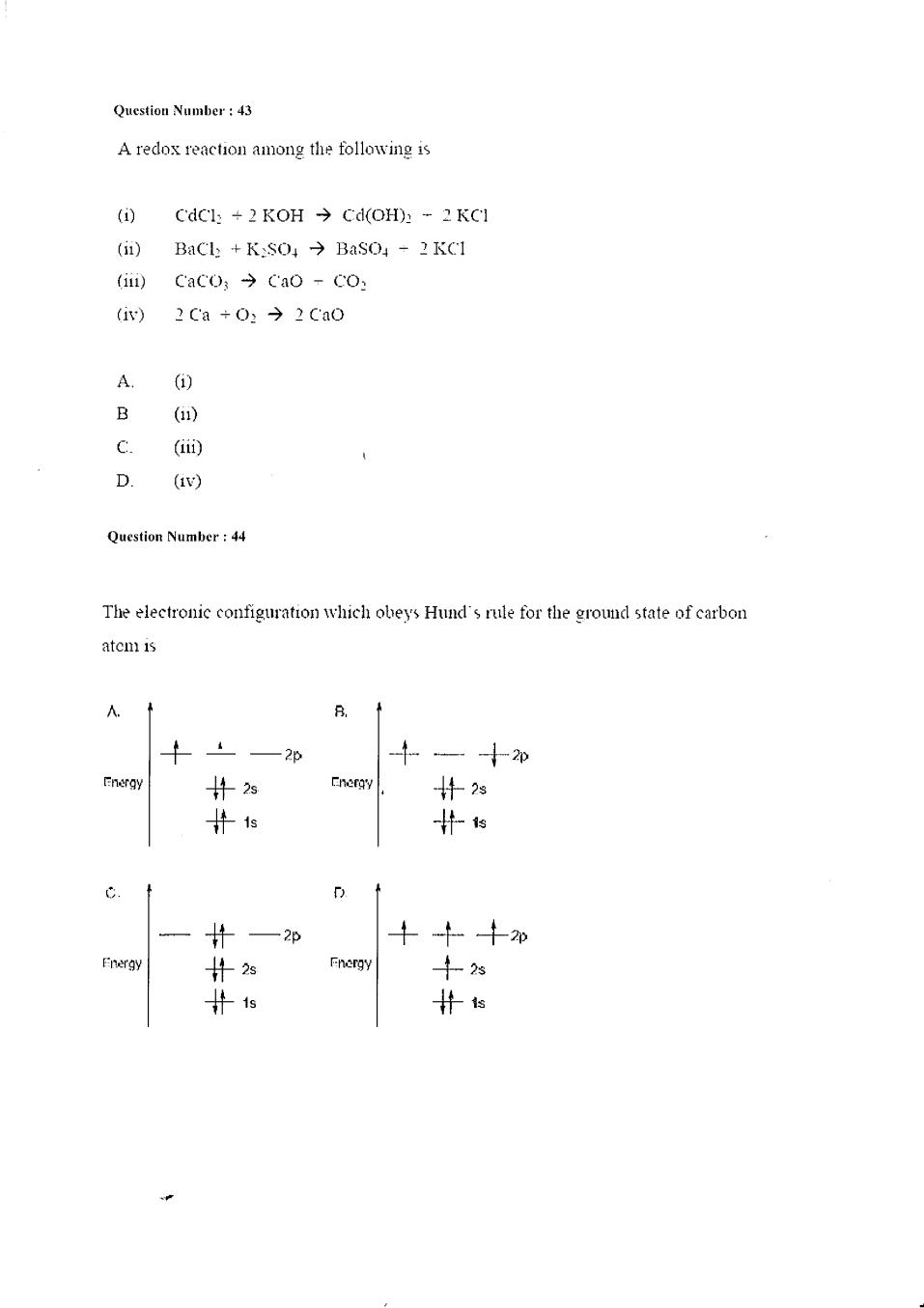 KVPY 2016 Question Paper & Answer Key for SA Stream