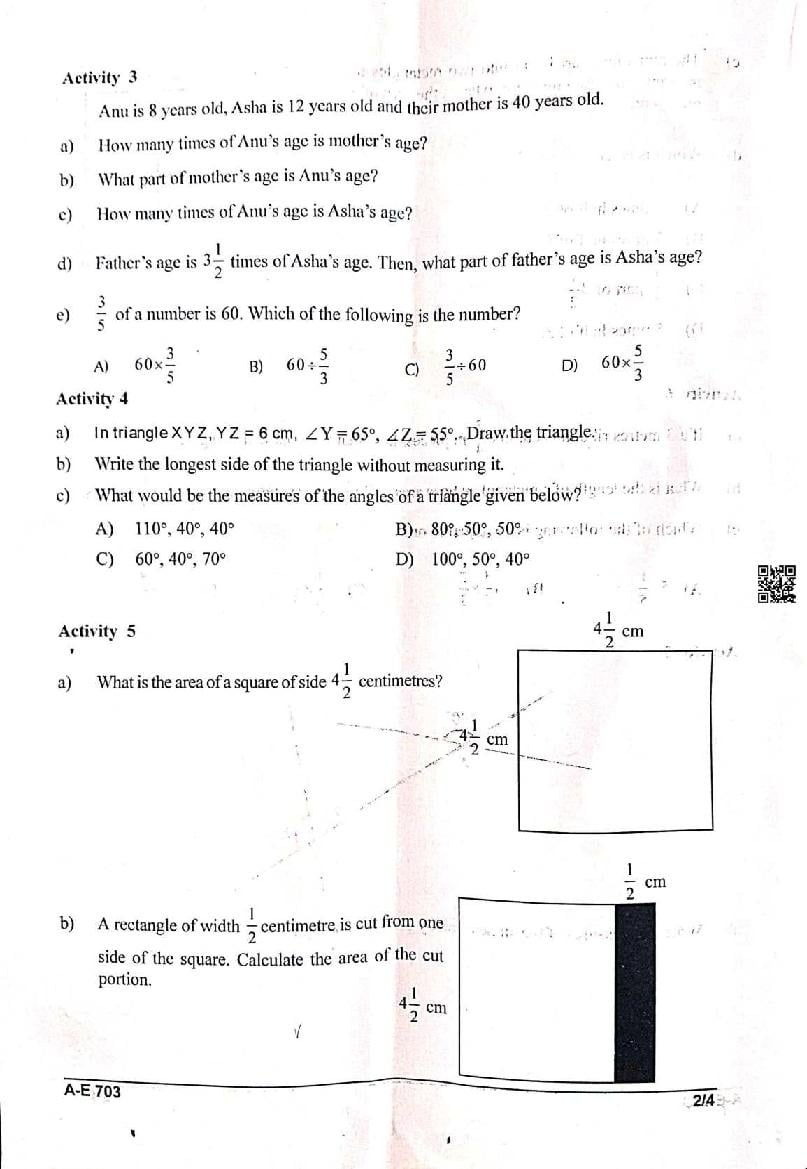 Class 7 Maths Onam Exam Question Paper 2024-25 | Kerala Std 7 First Term Maths Question Paper ...