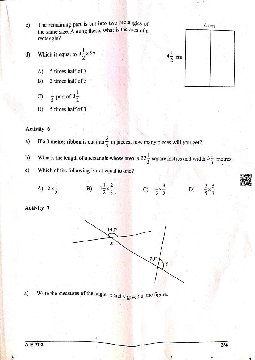 Class 7 Maths Onam Exam Question Paper 2024-25 | Kerala Std 7 First Term Maths Question Paper ...