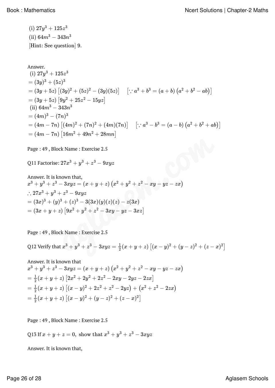 Ncert Solutions Class 9 Maths Chapter 2 Polynomials