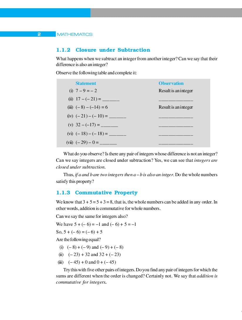 NCERT Book Class 7 Maths Chapter 1 Integers (2024-25 Session) NCERT Book Class 7 Maths Chapter 1 Integers (2024-25 Session)