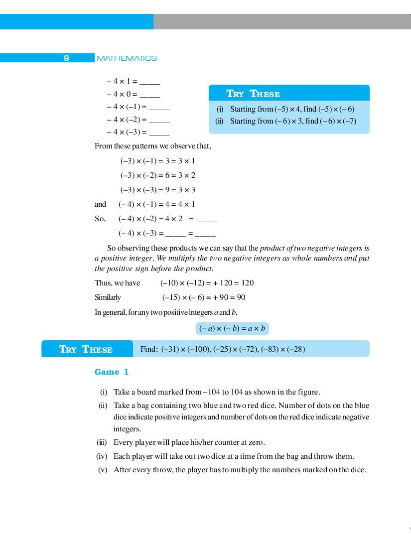 NCERT Book Class 7 Maths Chapter 1 Integers (PDF) - AglaSem NCERT Book Class 7 Maths Chapter 1 Integers (PDF) - AglaSem