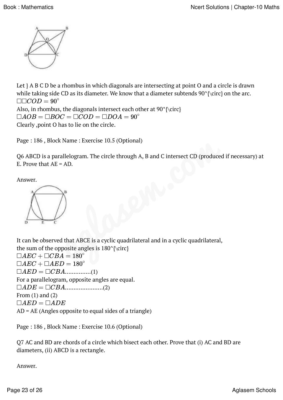 NCERT Solutions For Class 9 Maths Chapter 9 Circles PDF NCERT Solutions For Class 9 Maths Chapter 9 Circles PDF
