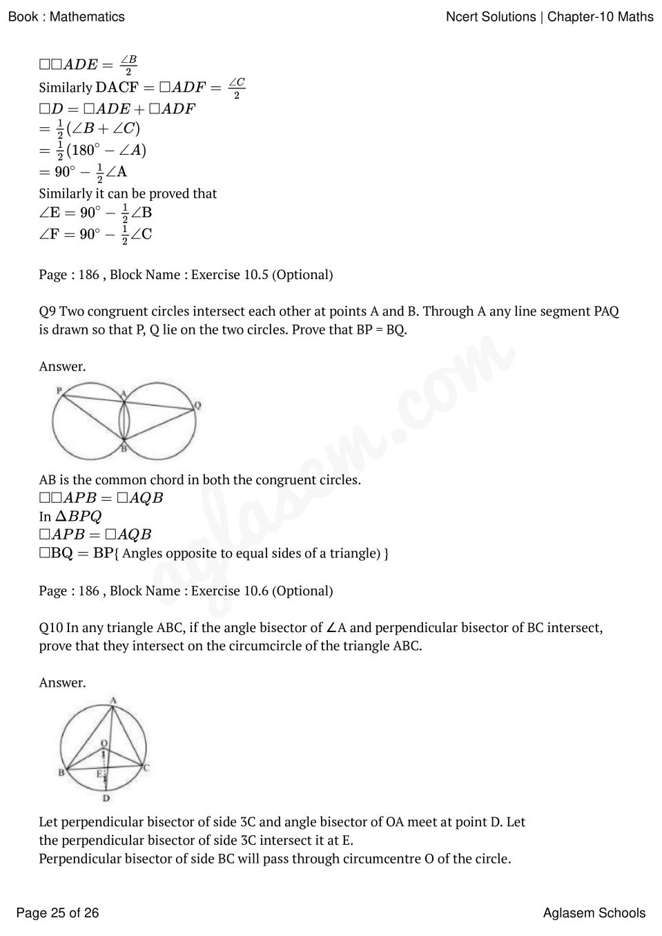 CBSE Class 9 Maths Chapter 10 Circles Solutions CBSE Study Group