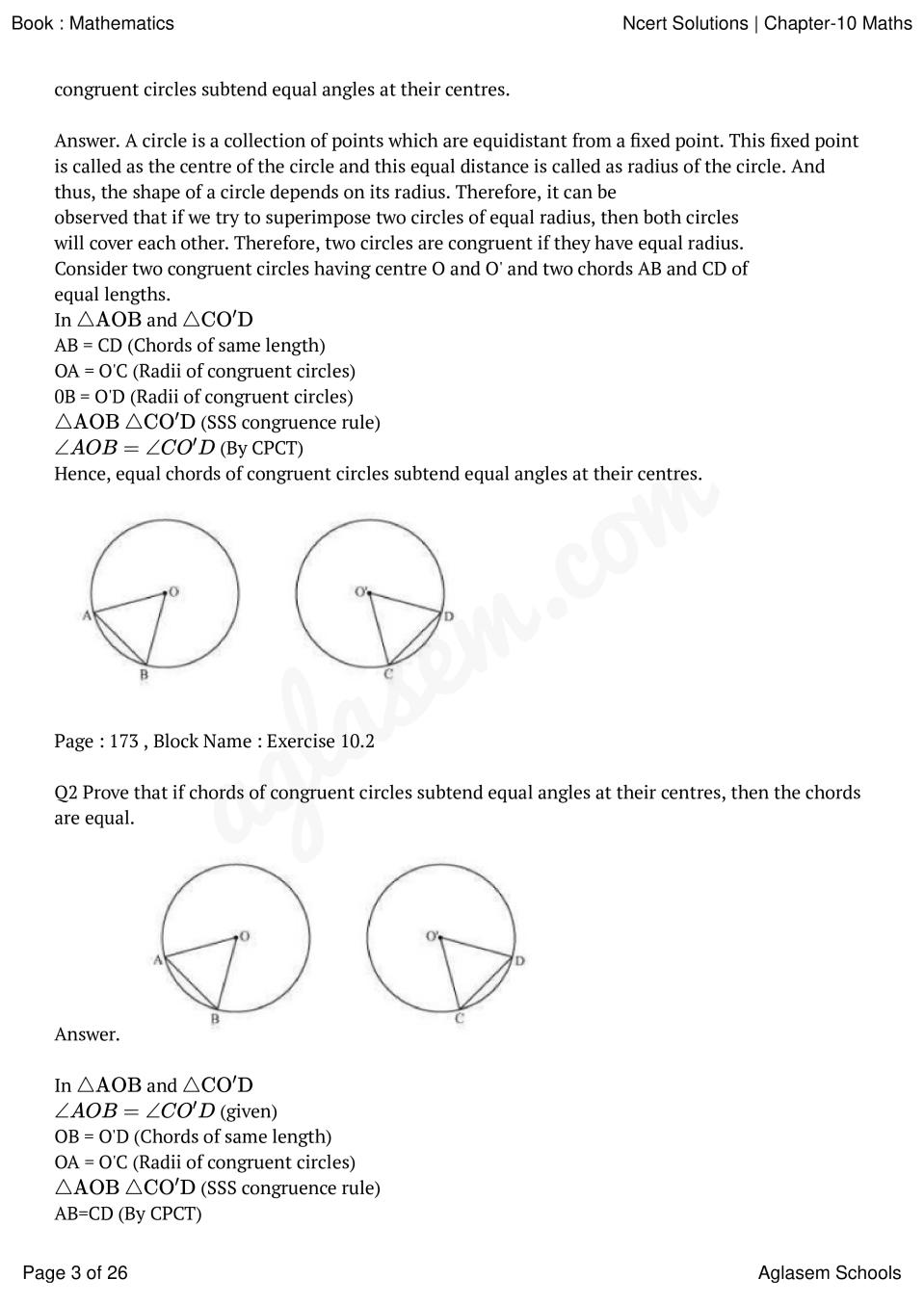 NCERT Solutions For Class 9 Maths Chapter 9 Circles PDF 