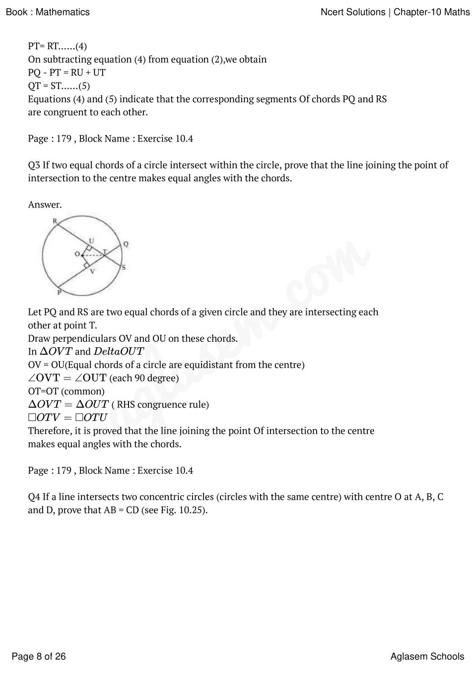 NCERT Solutions For Class 9 Maths Chapter 9 Circles PDF 