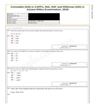 SSC GD Constable 2018 Question Paper with Answers 14 Feb 2019 Shift 2