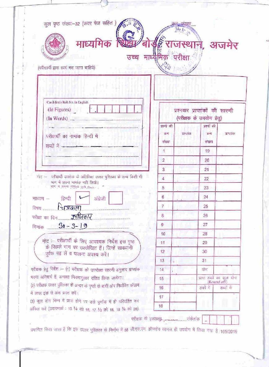 Rajasthan Board Class 12 Solutions 2019 Drawing
