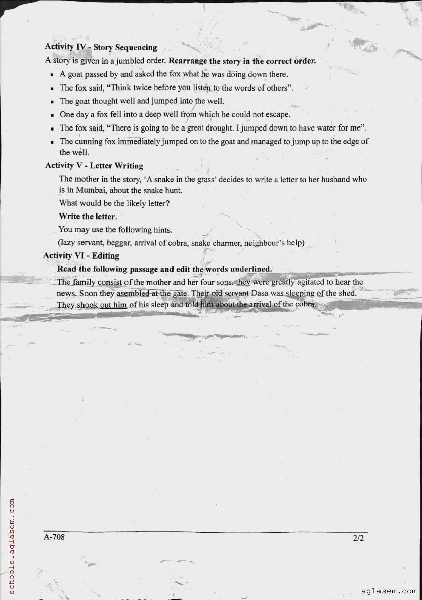 Class 7 English Onam Exam Question Paper 2023 PDF Kerala Std 7