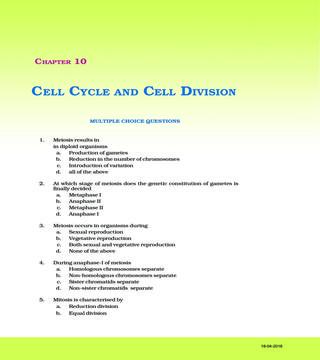 NCERT Exemplar Class 11 Biology chapter 10 Cell cycle and cell division