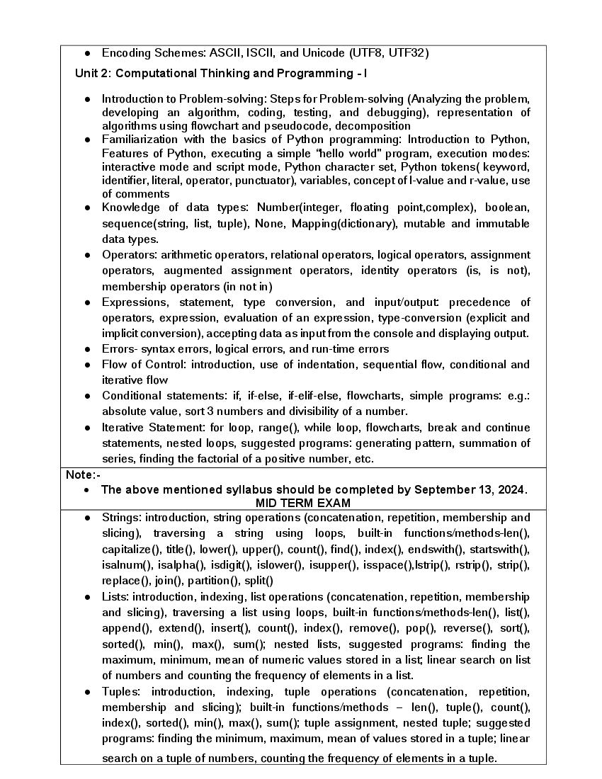 Edudel Syllabus Class 11 Computer Science 2025 (PDF) - AglaSem