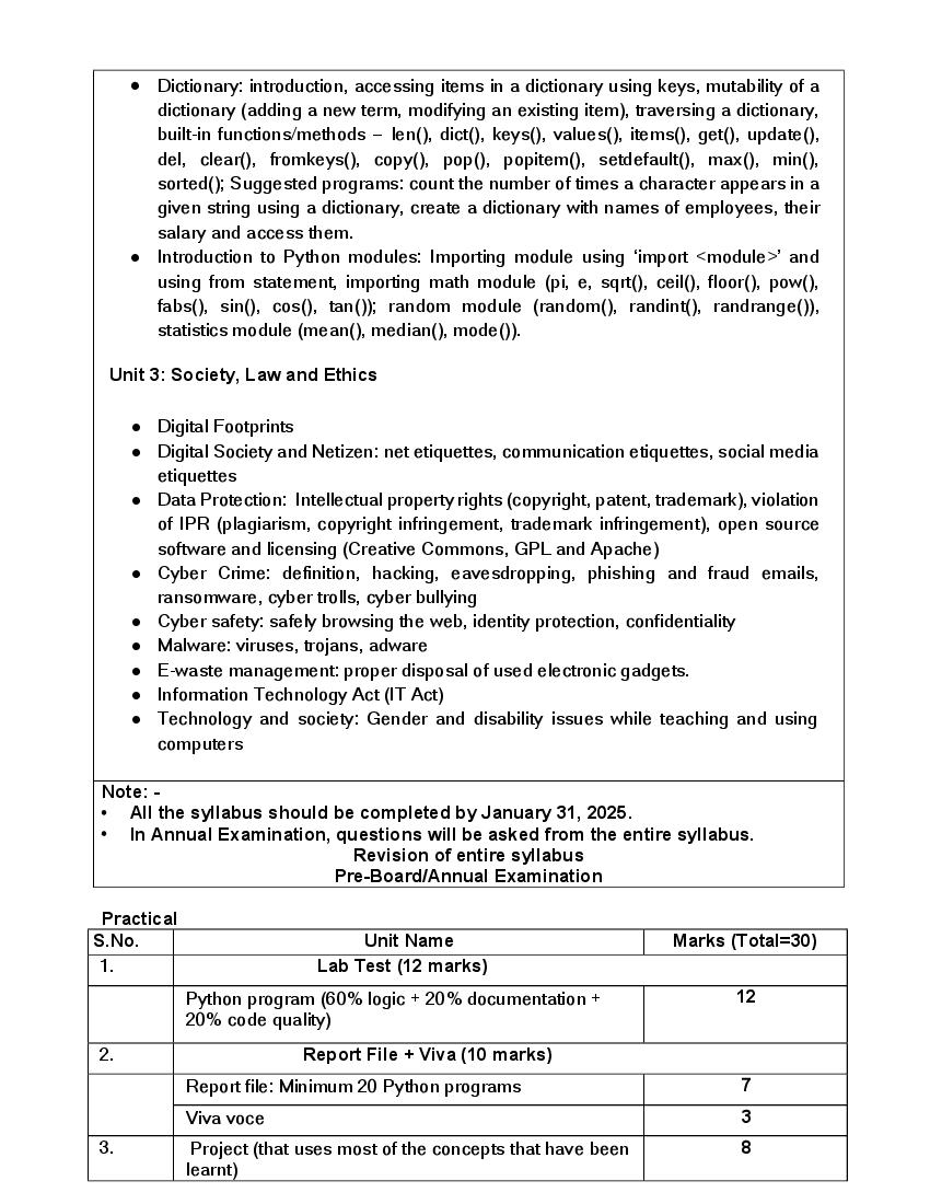 Edudel Syllabus Class 11 Computer Science 2025 (PDF) - AglaSem