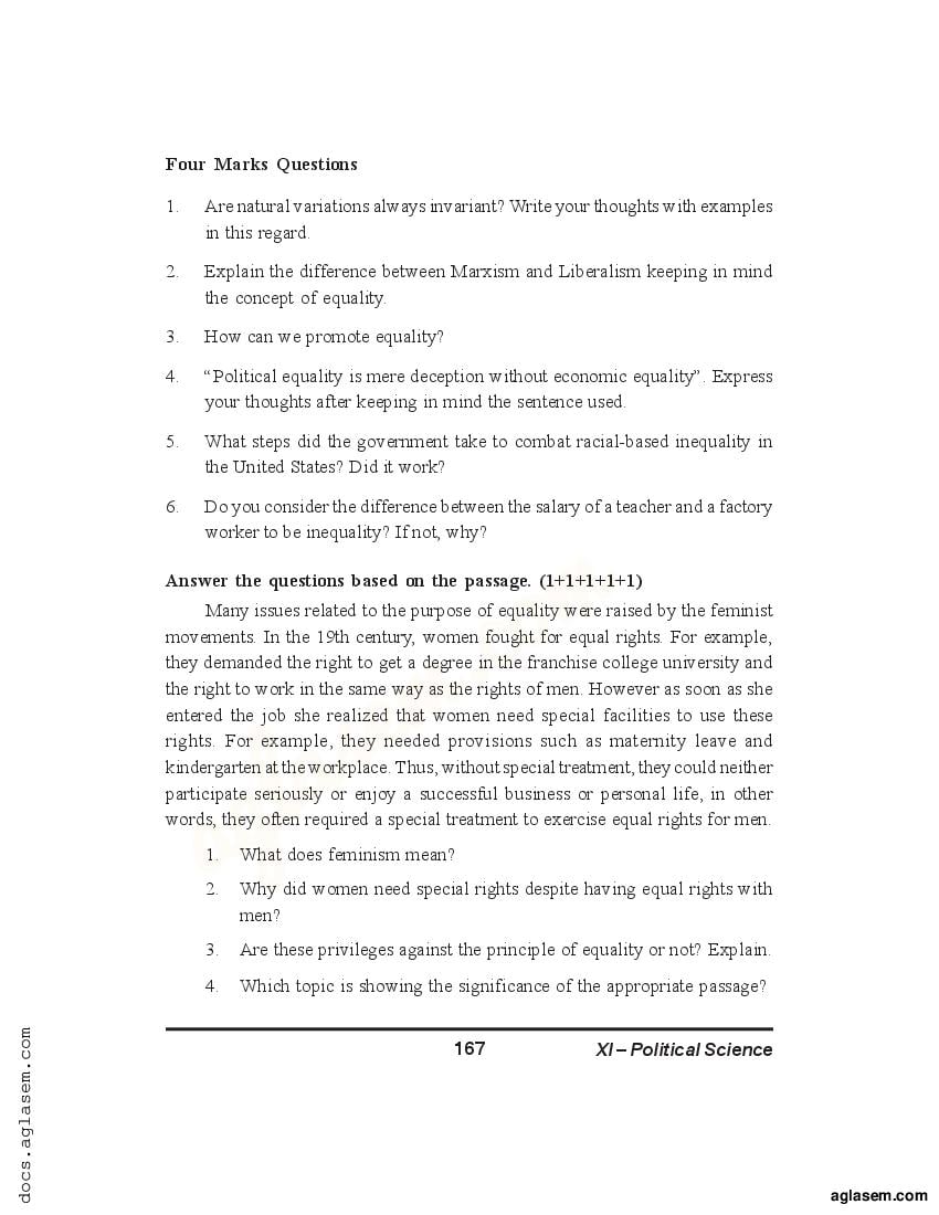 Class 11 Political Science Notes for Equality (PDF) - Study Material ...