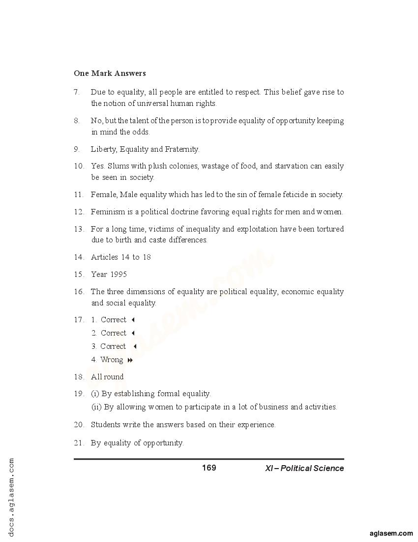 Class 11 Political Science Notes for Equality (PDF) - Study Material ...